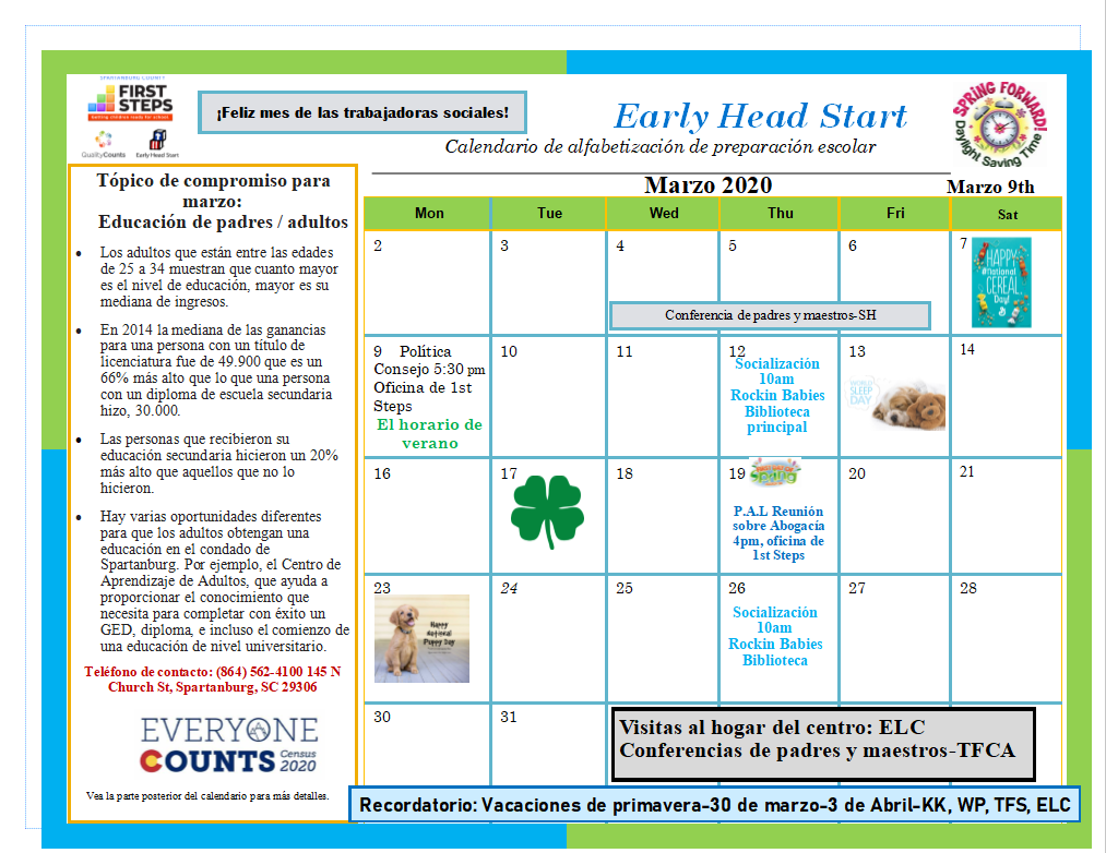 Head Start Calendar